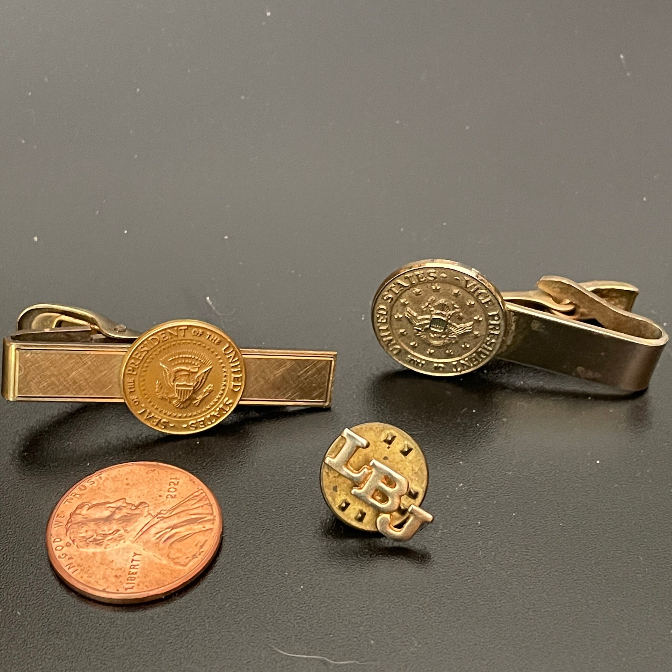 1960s Lyndon Johnson Vice and President Tie Bars and LBJ Pin 3 Pieces ...