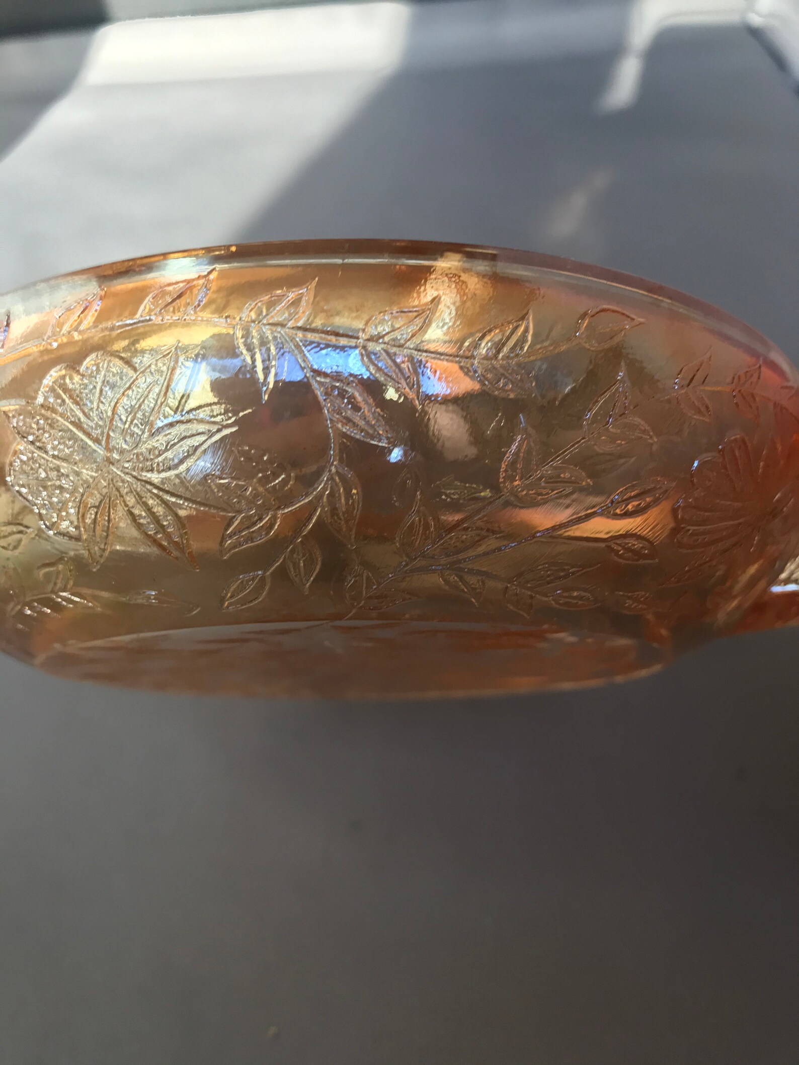 Vintage Amber Glass Dish With Handle - Etsy