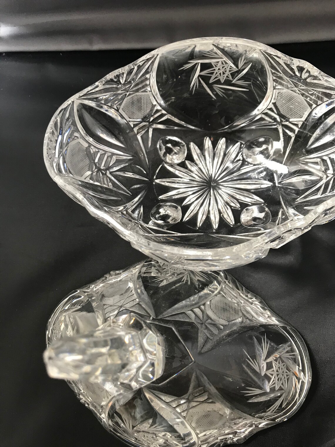 Vintage Cut Crystal Footed Covered Candy Bowl Dish Spire - Etsy
