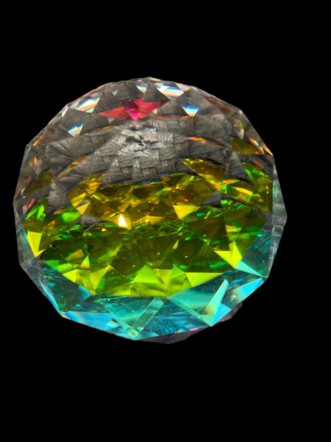 Vintage Small Spherical Cut Glass Multicolored Faceted Hand Blown Glass ...