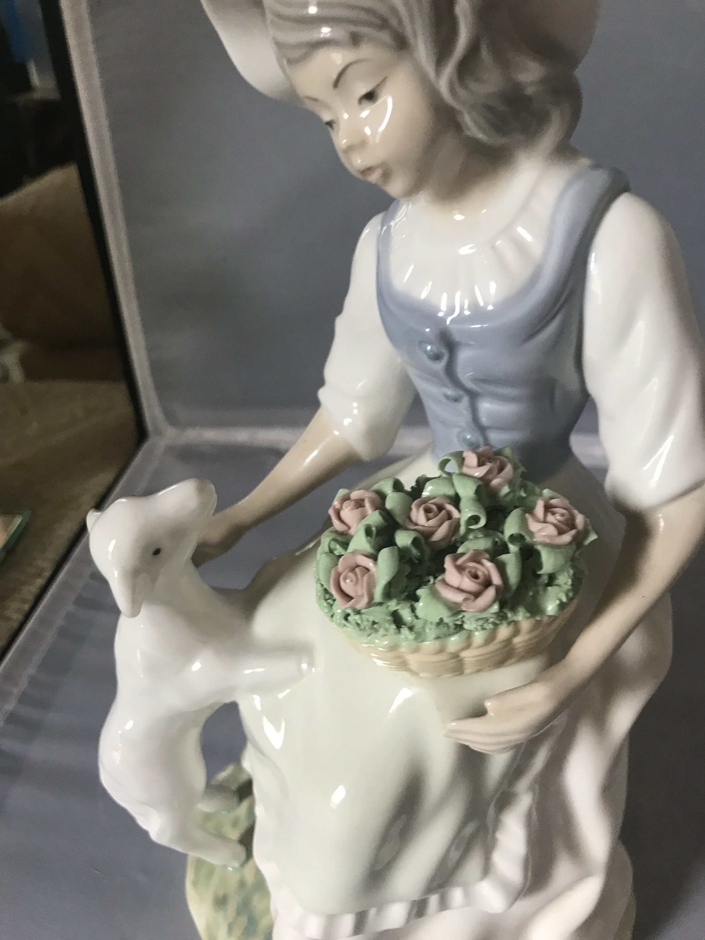 Vintage Spanish Tengra Porcelain Figurine Girl With Lamb - Etsy