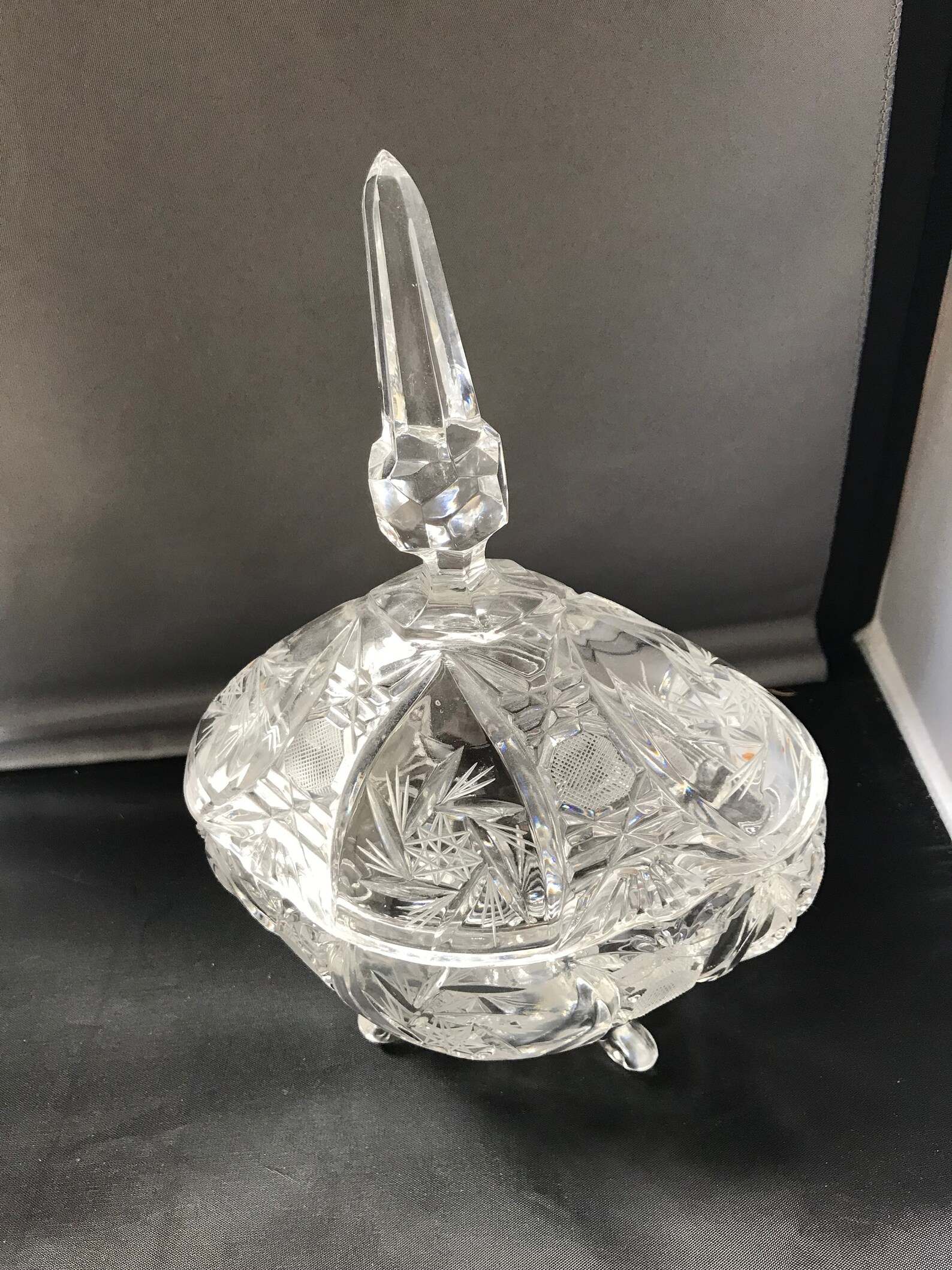 Vintage Cut Crystal Footed Covered Candy Bowl Dish Spire - Etsy