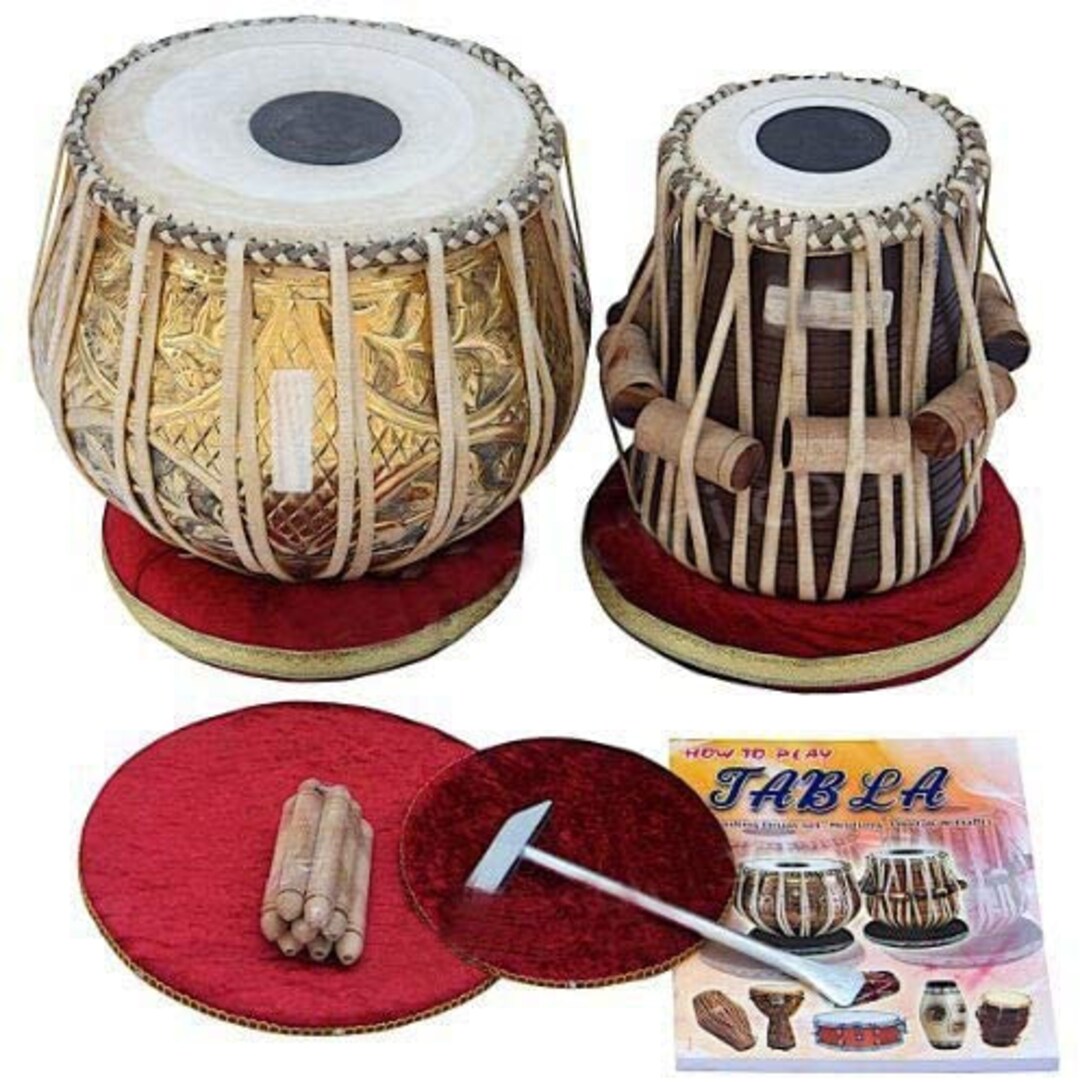 Tabla Set, SAI Musicals, 2.5 Kg Designer Golden Brass Bayan, Sheesham ...