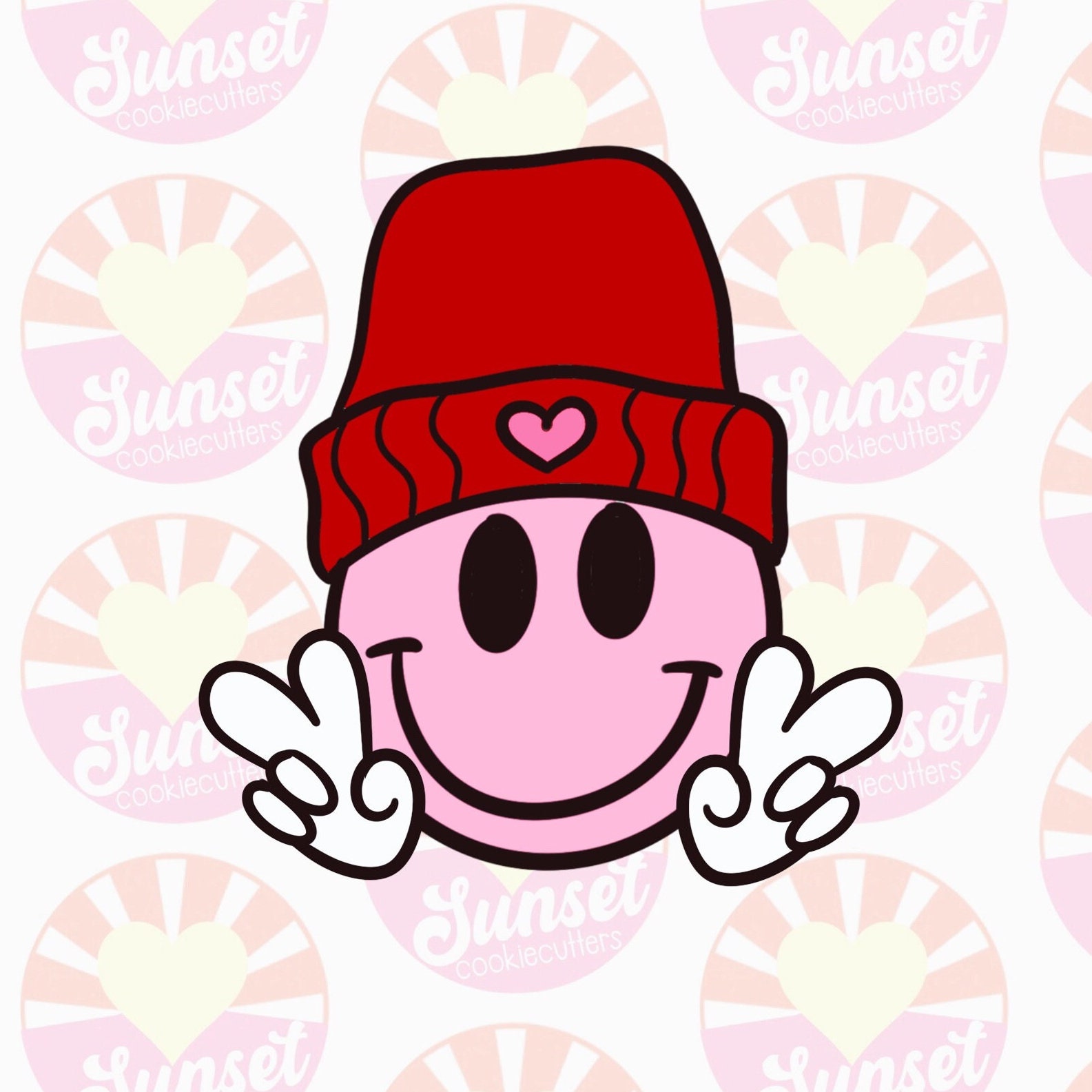 Retro Smiley Face Cookie Cutter,peace Love Smiley Face Cookie Cutter - Etsy