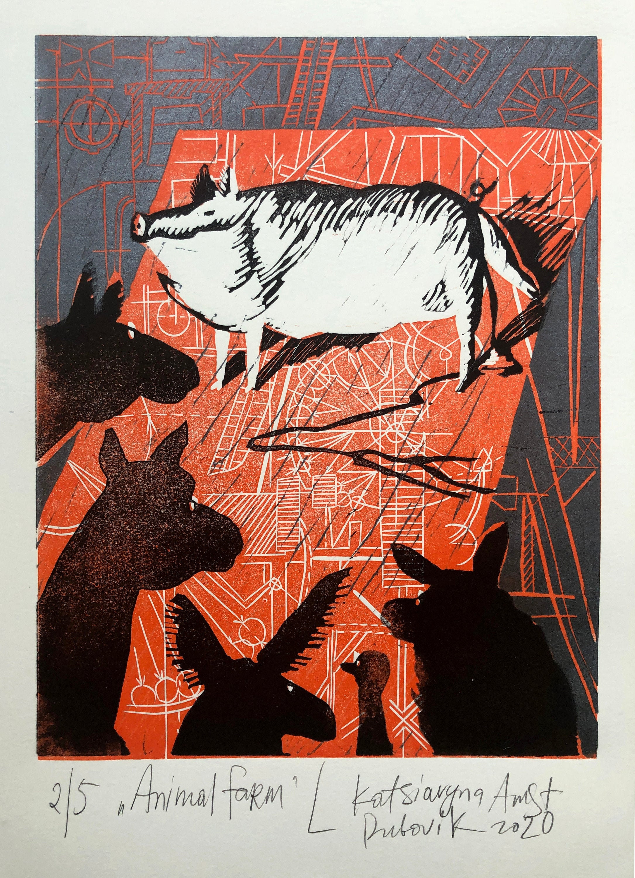Original Linocut Illustration for "animal Farm" by George Orwell - Etsy