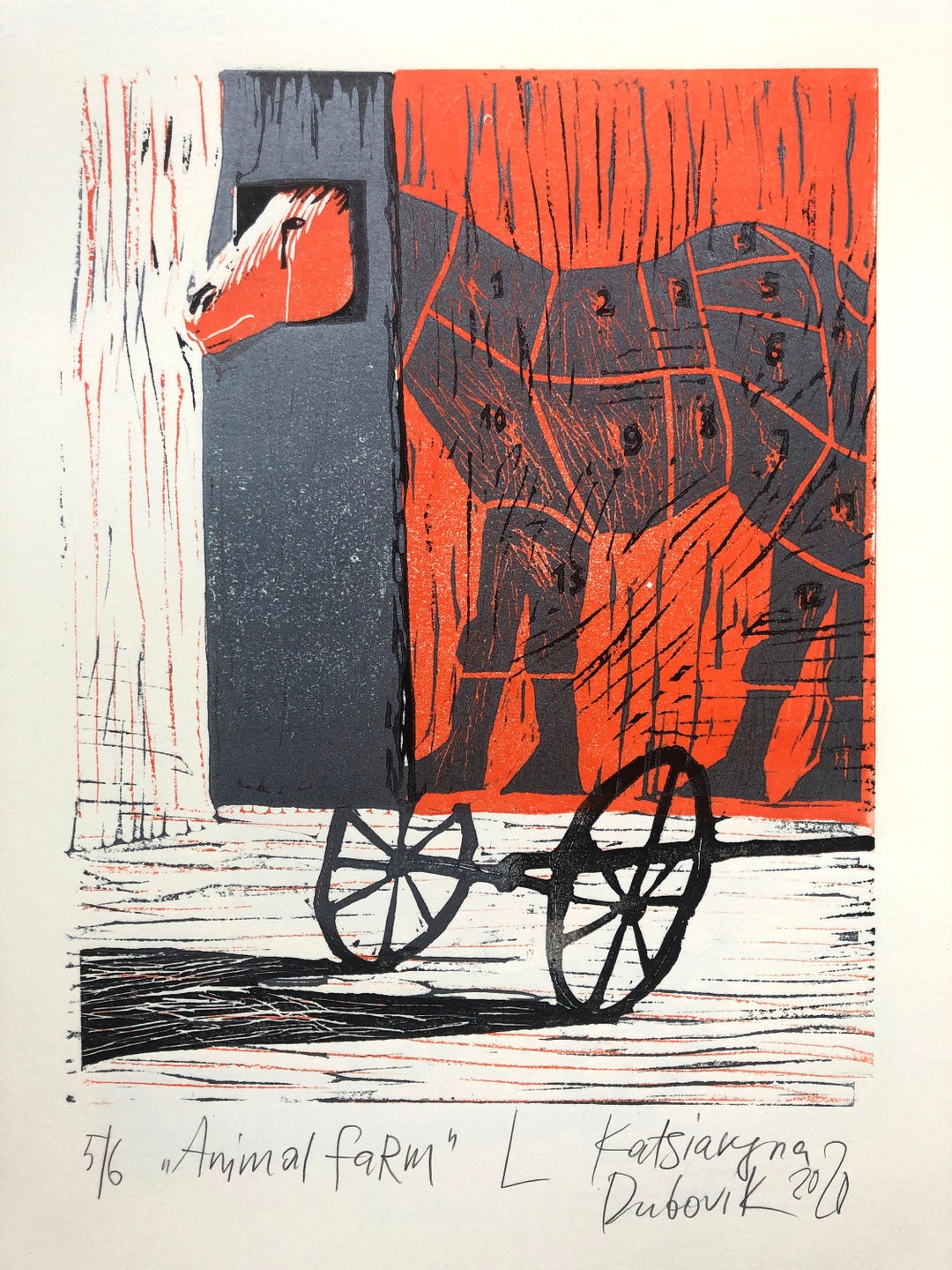 Original Linocut Print Illustration for "animal Farm" by George Orwell ...