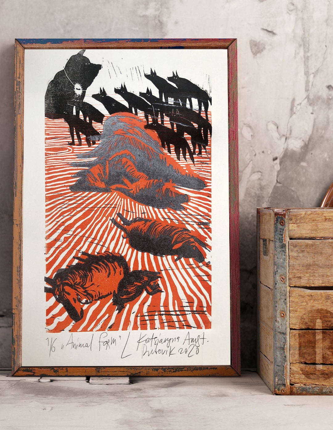 Original Linocut Illustration for "animal Farm" by George Orwell - Etsy