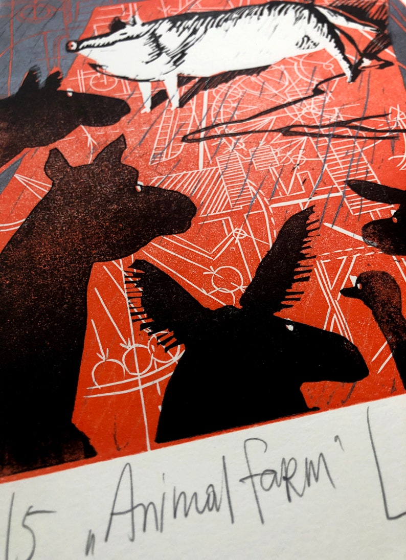 Original Linocut Illustration for "animal Farm" by George Orwell - Etsy