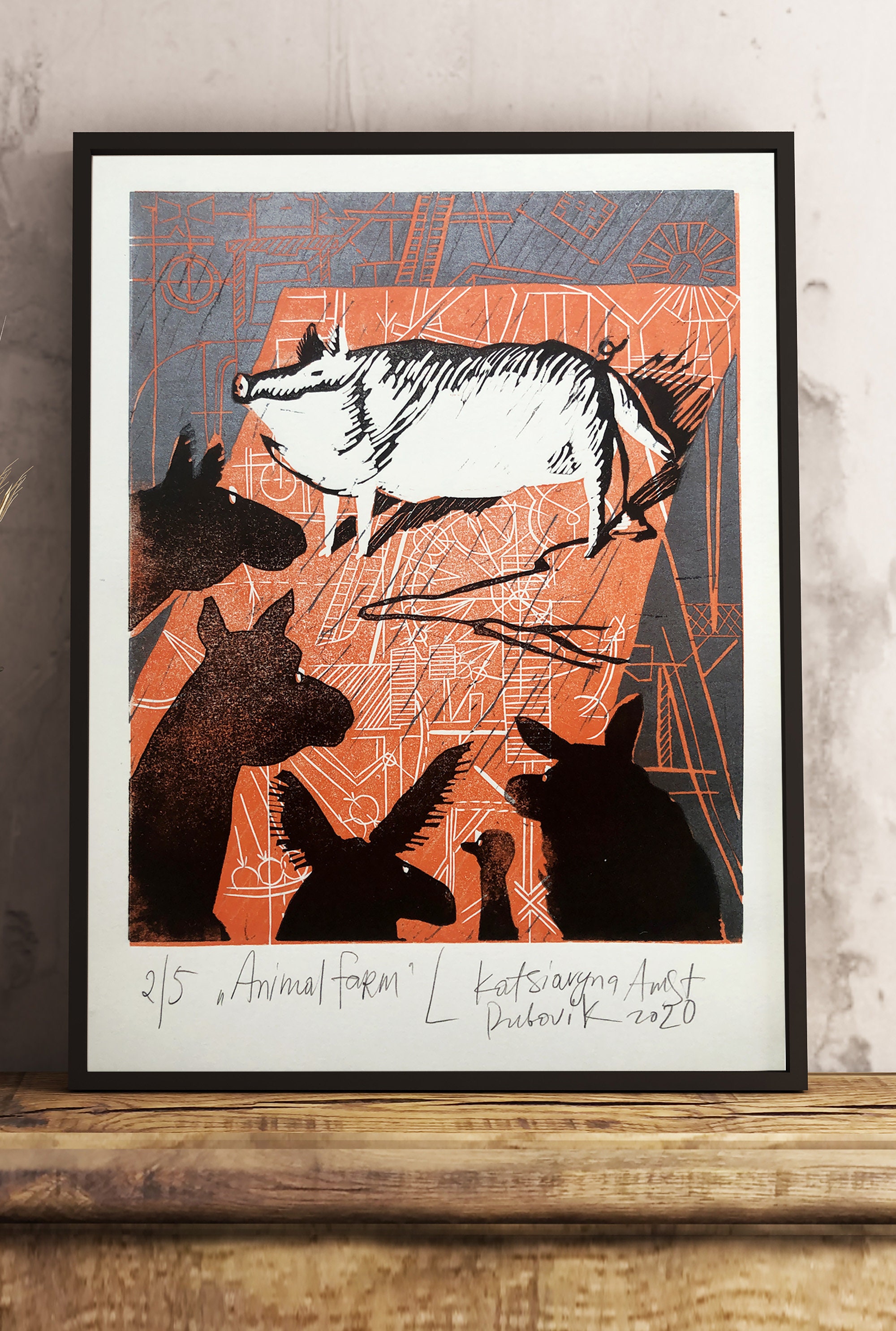 Original Linocut Illustration for "animal Farm" by George Orwell - Etsy