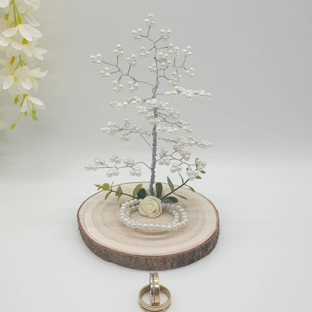 Ringbox Tree Ring Holder With Beads Wedding Ring Cushion Wooden Box ...