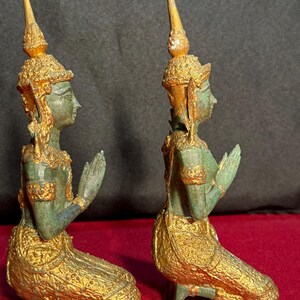 Vintage Gilded Bronze Thepphanom Statues, Thai Temple Guardians, 7 ...