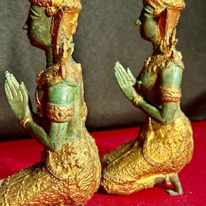 Vintage Gilded Bronze Thepphanom Statues, Thai Temple Guardians, 7 ...