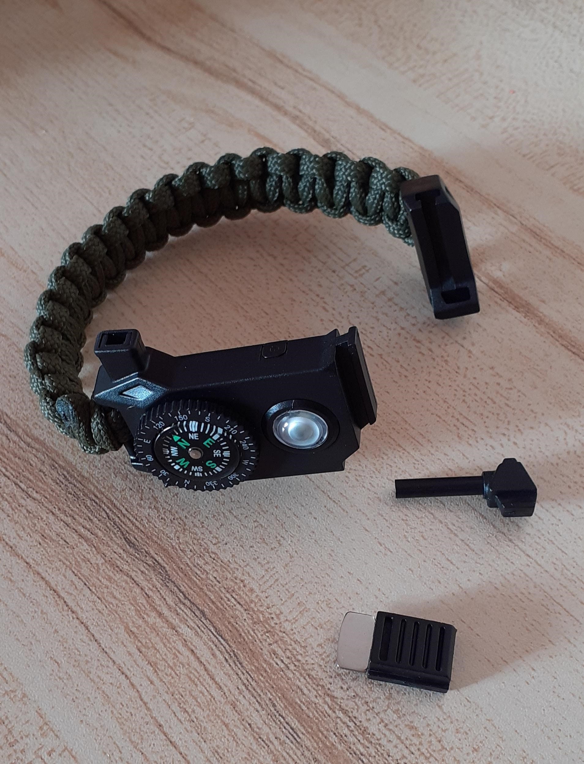 Handmade Paracord Survival Bracelet With Led Light, Razor ,whistle ...