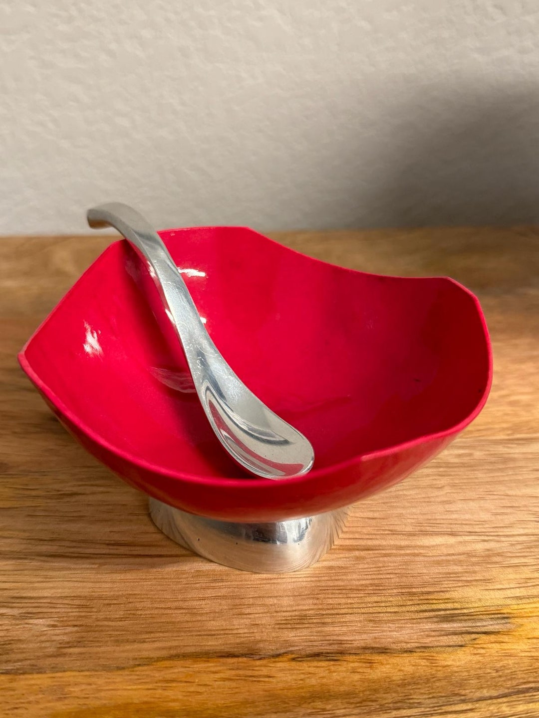 Small Pewter-embellished Totumo Bowl Set With Matching Pewter Spoon - Etsy