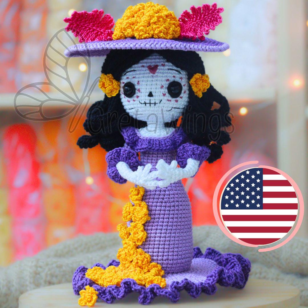 Catrina Amigurumi Crochet Pattern PDF - Sugar Skull Doll Day of the ...