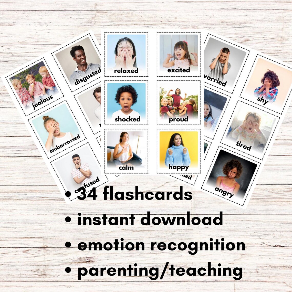 24 Montessori Emotion Flashcards for Toddlers |printable Feelings Cards ...