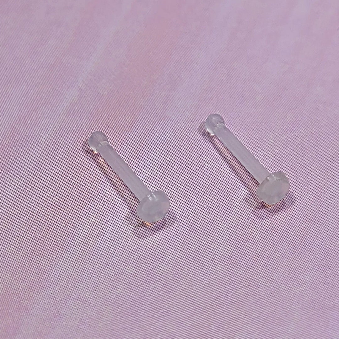 2 Pack 20G Clear Bioflex Nose Bone Ring Stud Retainer Body Jewelry ...