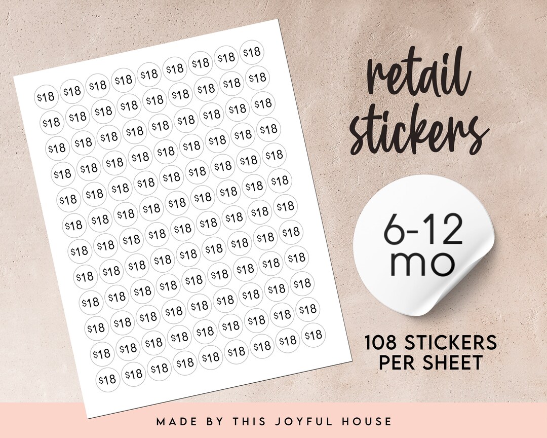 Retail Stickers Price & Size - Etsy