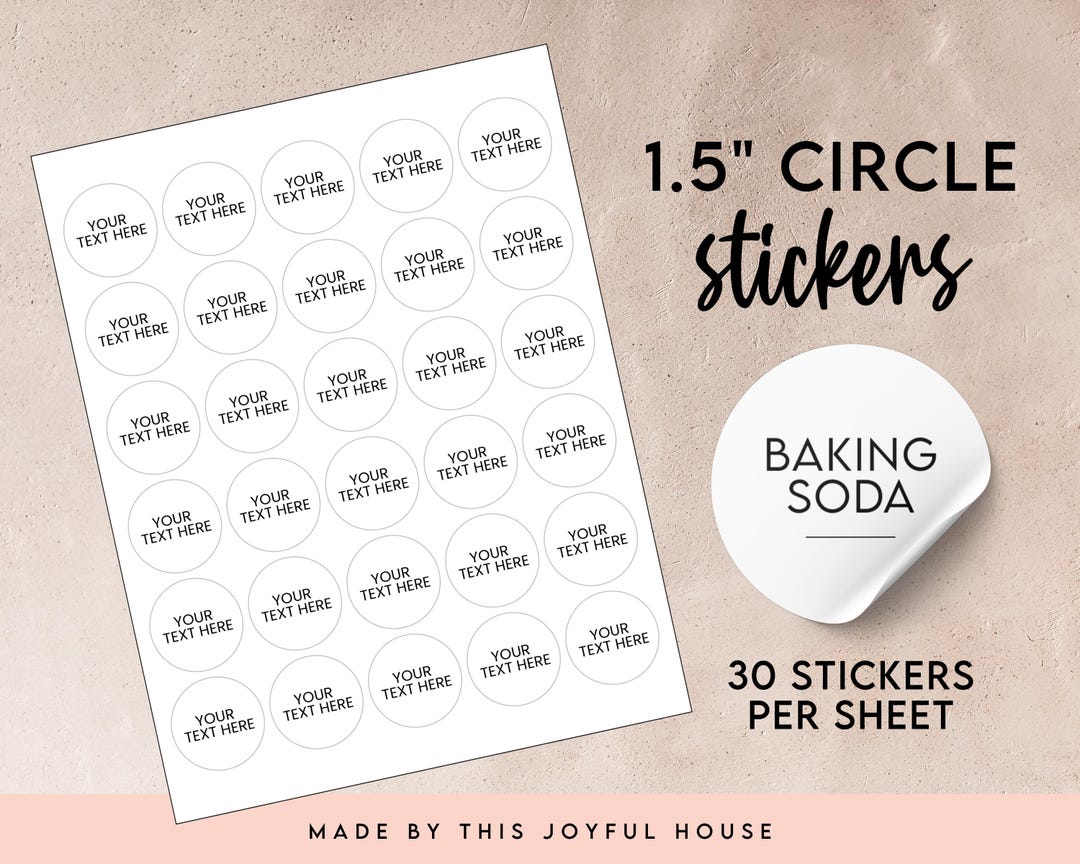 1.5" Round Stickers | Custom Text | Permanent Adhesive + Waterproof - Etsy