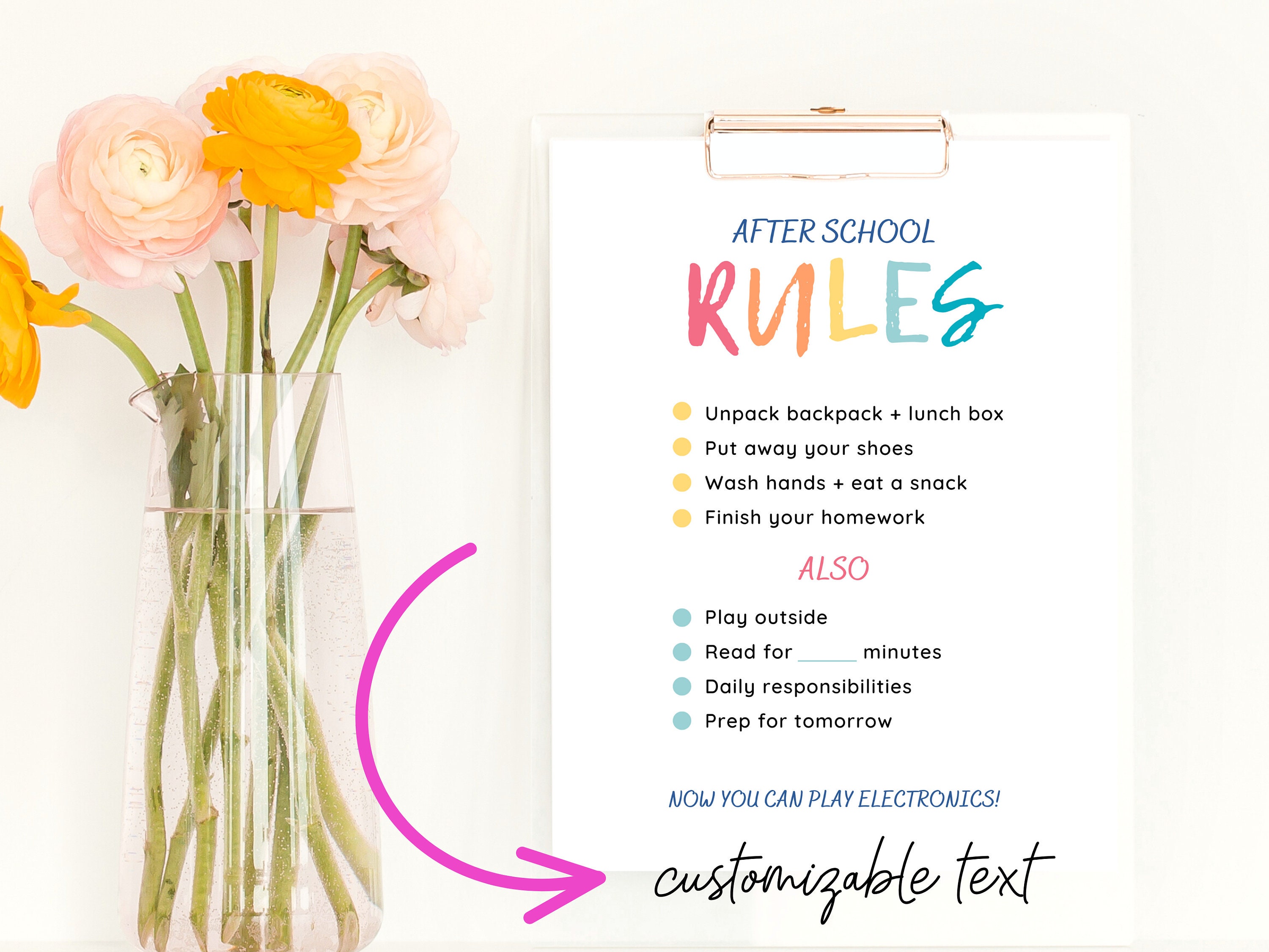 After School Rules Canva Template | Screen Time Rules | PDF Digital ...