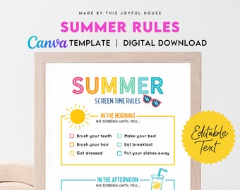 After School Rules Printable Screen Time Rules PDF Digital Download ...