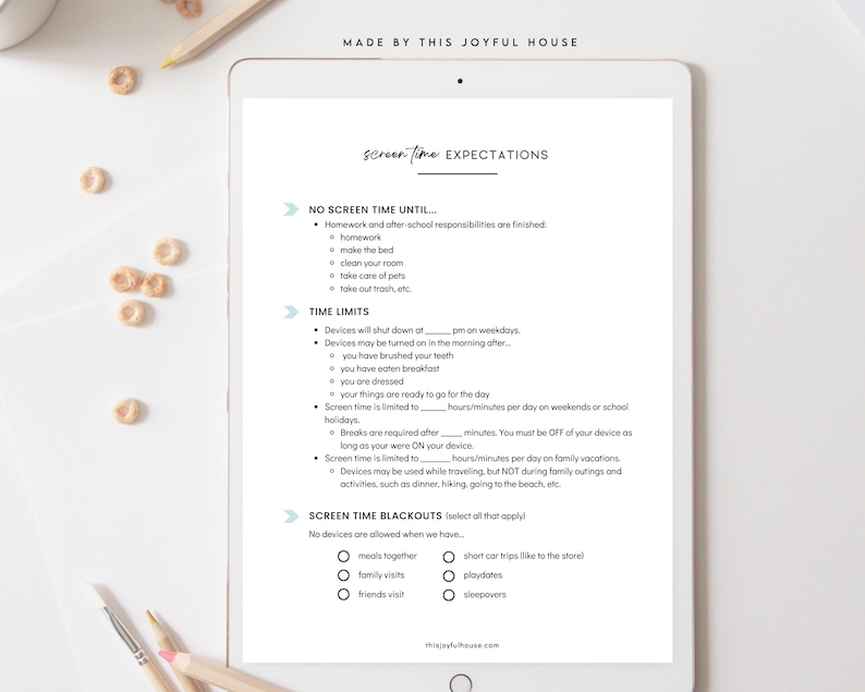 Screen Time Family Contract Canva Template | Editable Text | Digital ...