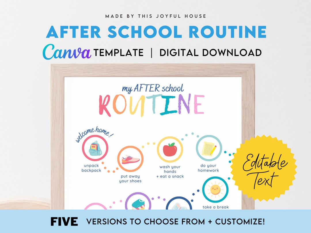 After School Routine Canva Template | Editable Text | Digital Download ...
