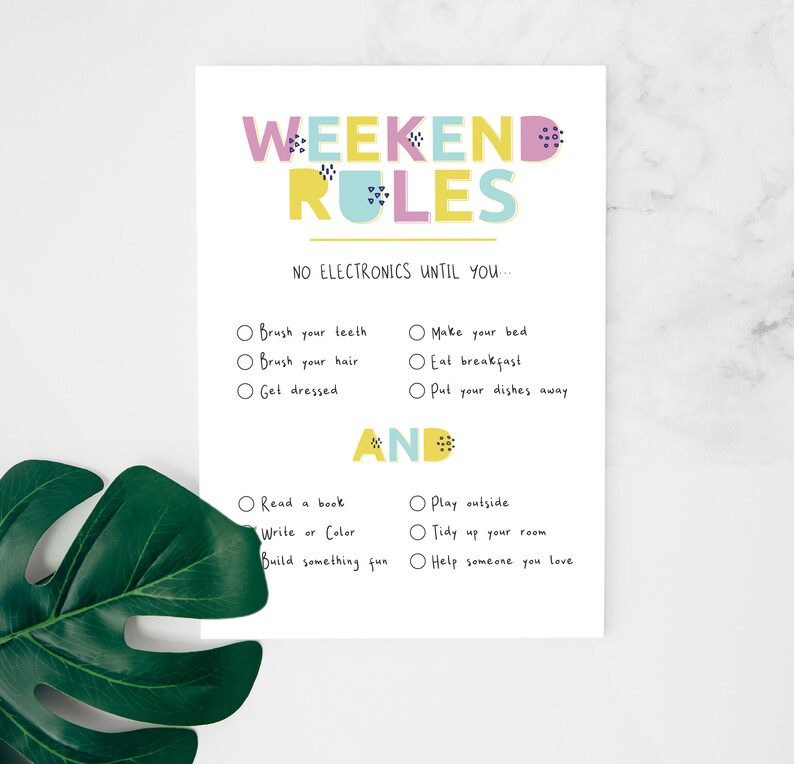 Weekend Rules Printable Screen Time Rules PDF Digital - Etsy