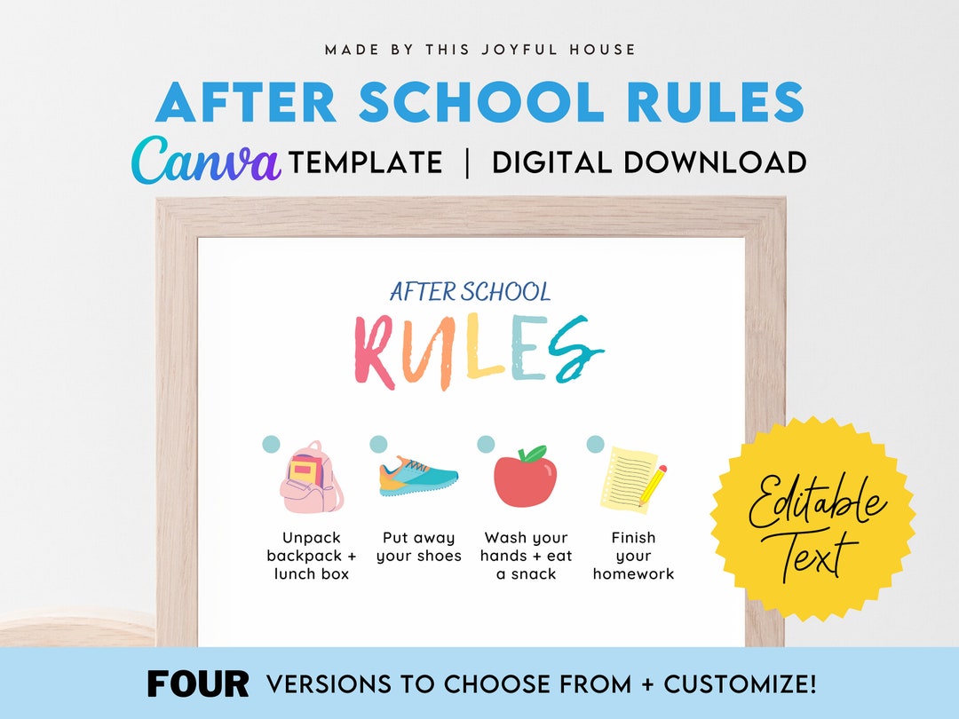 After School Rules Canva Template | Screen Time Rules | PDF Digital ...