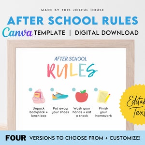 After School Rules Canva Template | Screen Time Rules | PDF Digital ...