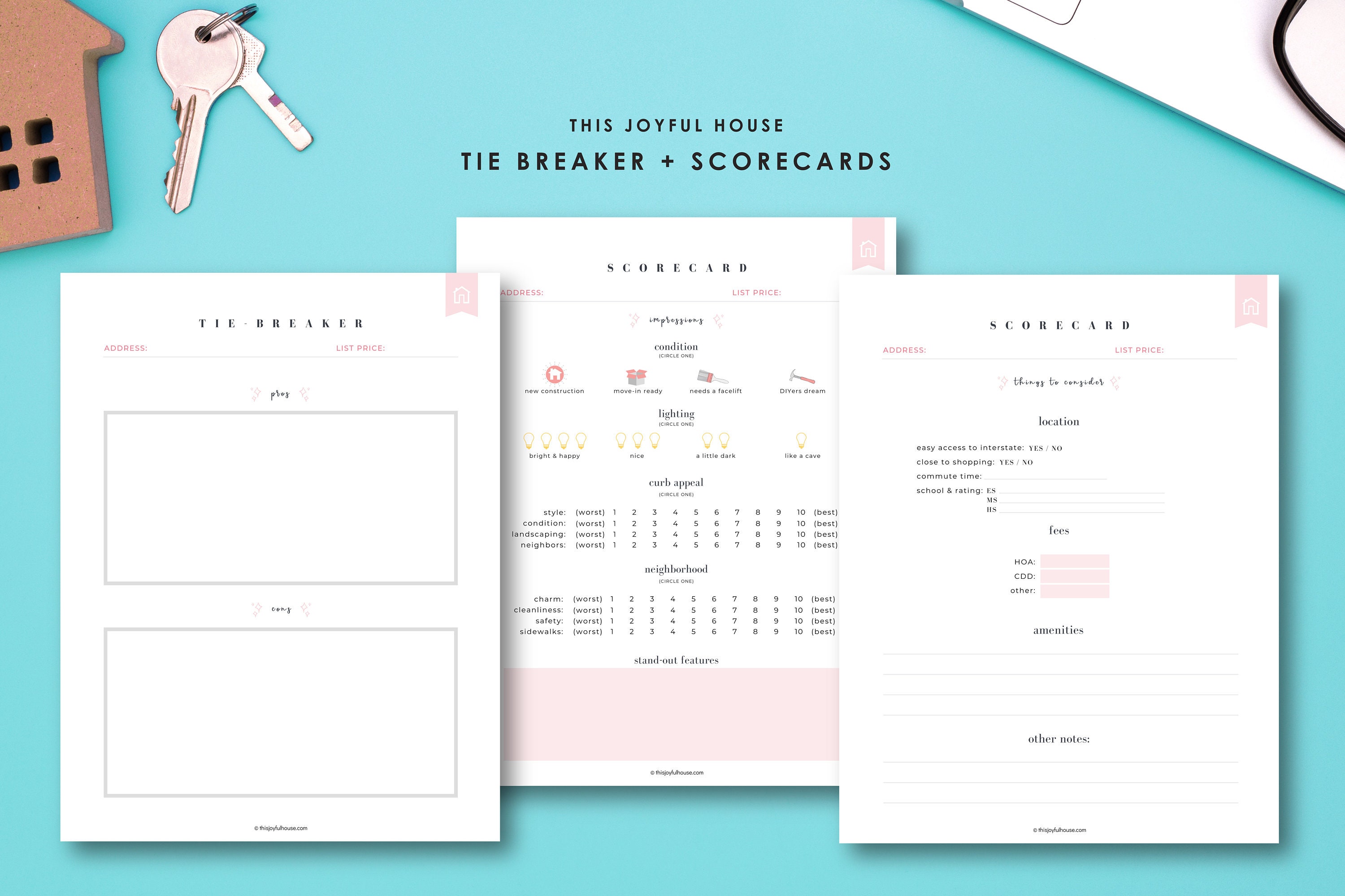 House Hunting Checklist Scorecard Printable Instant - Etsy