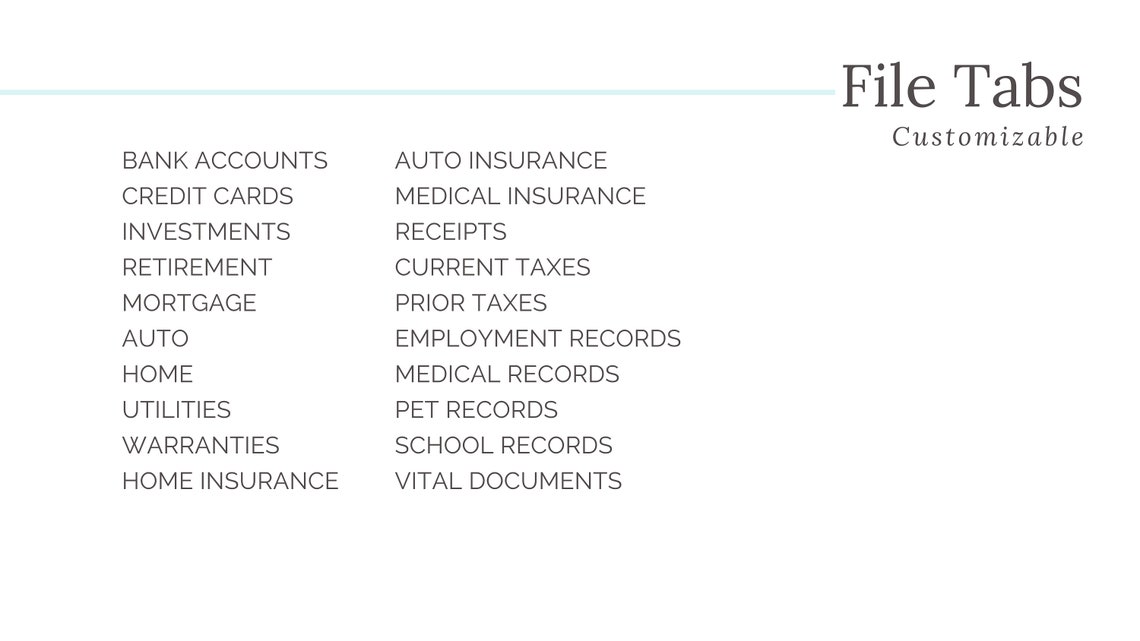 Home Records Decal & Printed Tabs ONLY Home Bin Family - Etsy