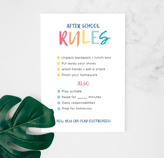 After School Rules Printable Screen Time Rules PDF Digital | Etsy