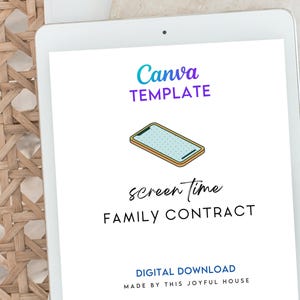 Screen Time Family Contract Canva Template | Editable Text | Digital ...