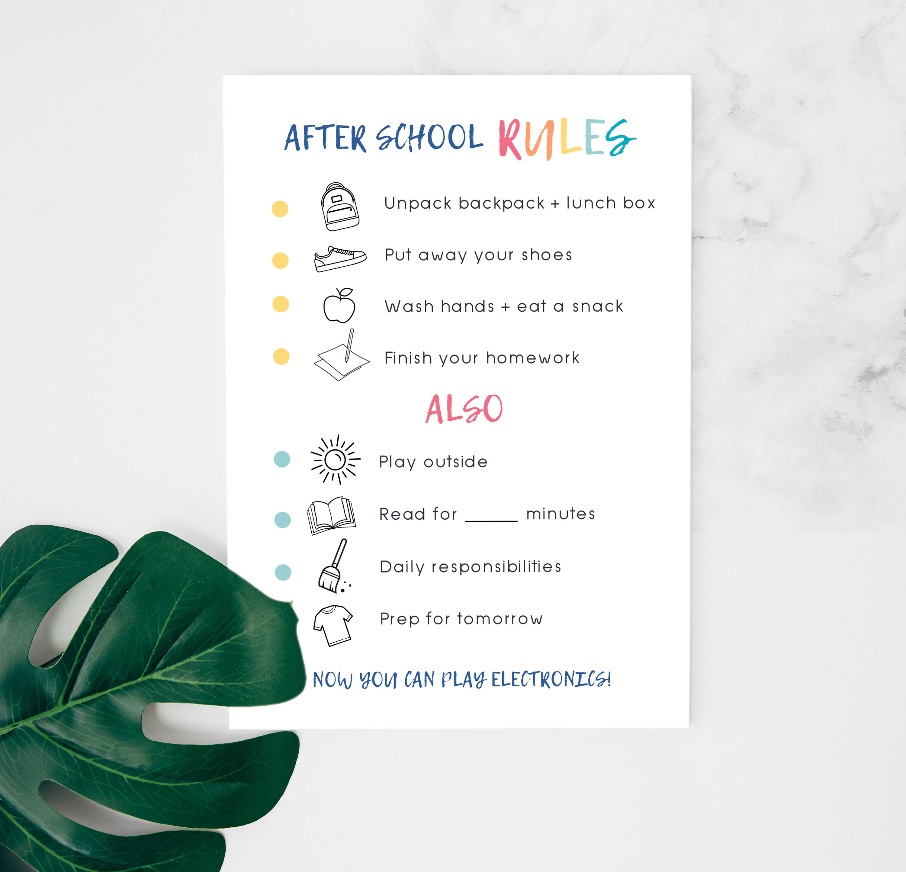 After School Rules Printable Screen Time Rules PDF Digital - Etsy Australia