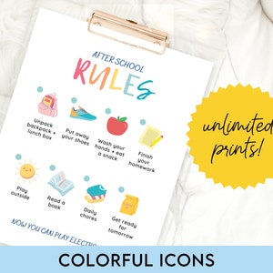 After School Rules Canva Template | Screen Time Rules | PDF Digital ...