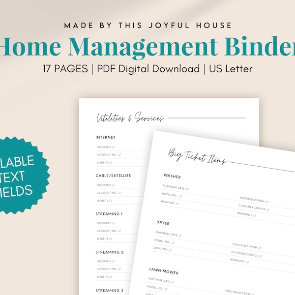 Home Management Binder - Etsy