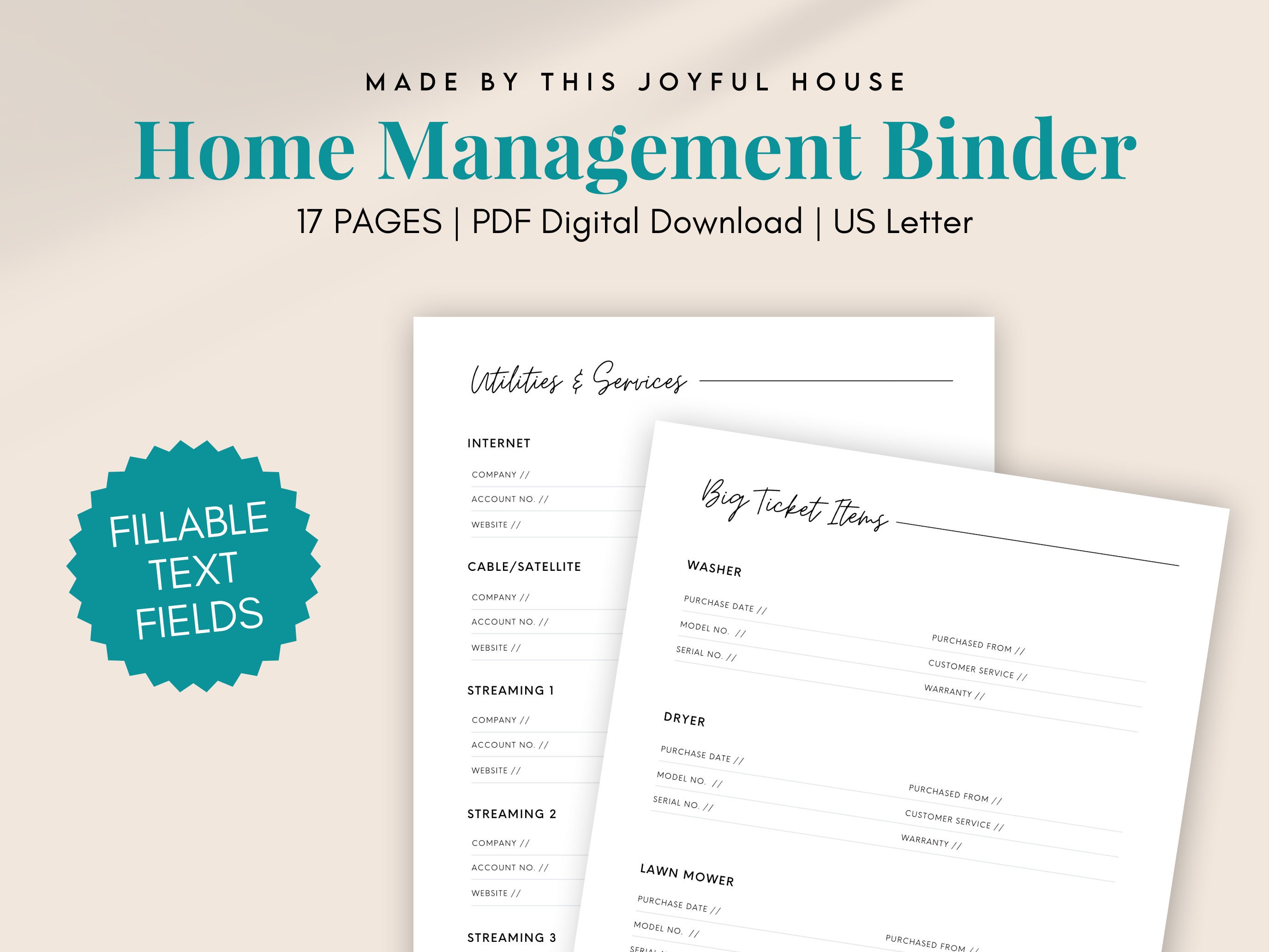 Home Management Notebook Templates
