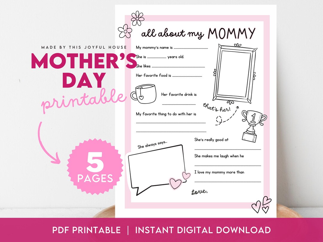 All About Mom Printable | Mother's Day Keepsake | PDF | Instant Digital ...