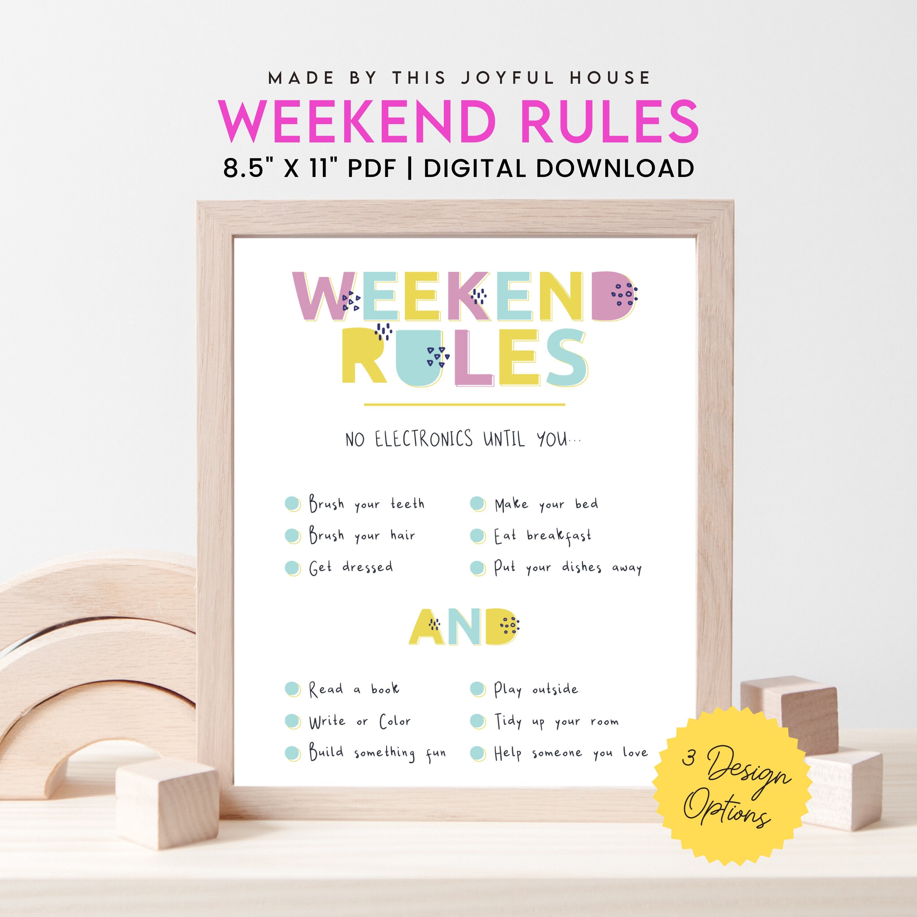 Weekend Rules Printable Screen Time Rules PDF Digital - Etsy Australia