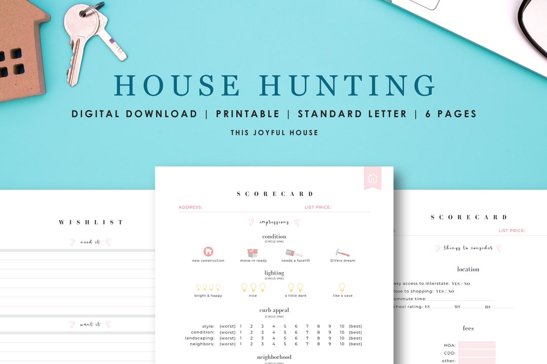 House Hunting Checklist Scorecard Printable Instant - Etsy