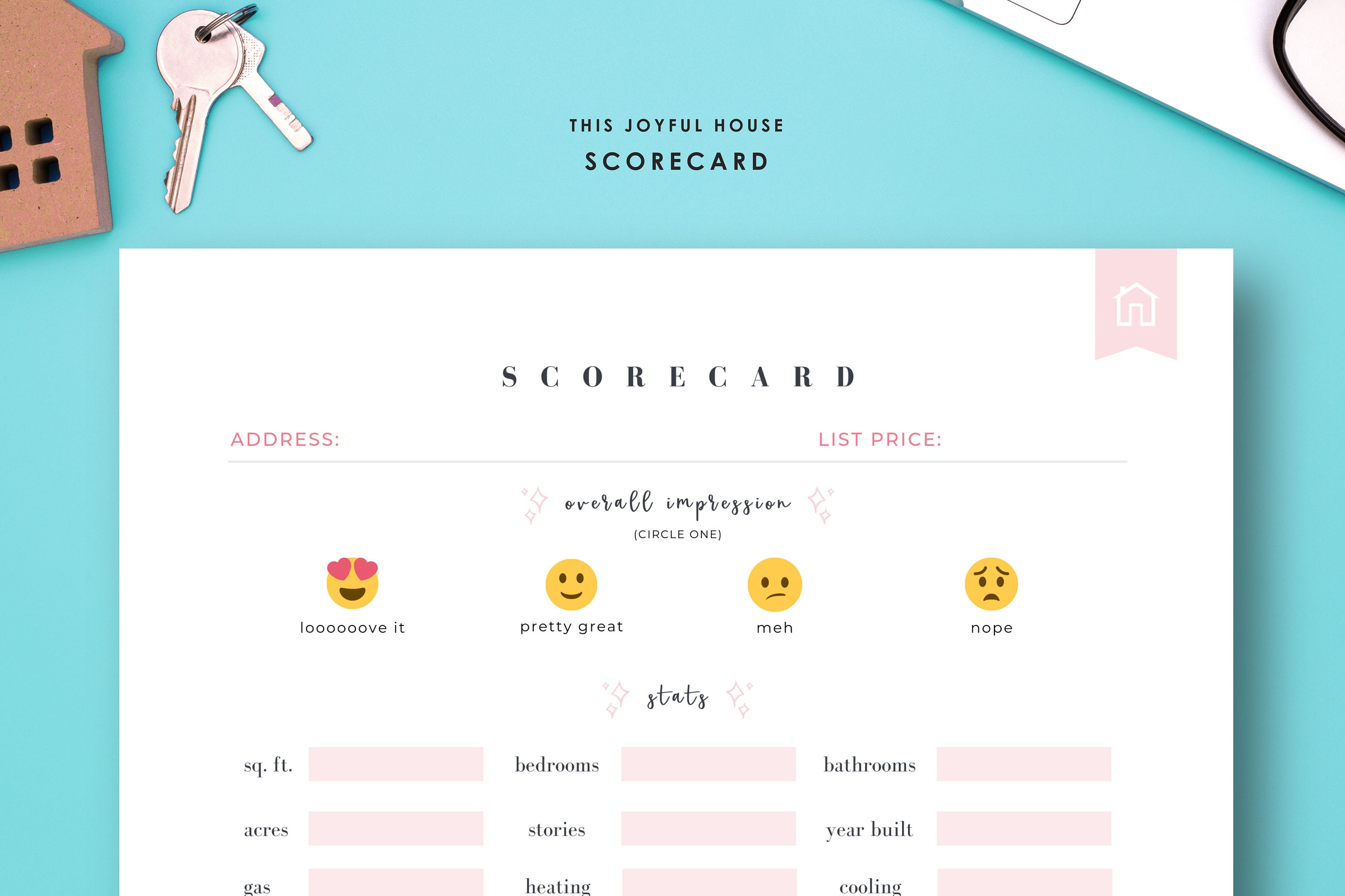 House Hunting Checklist Scorecard Printable Instant - Etsy