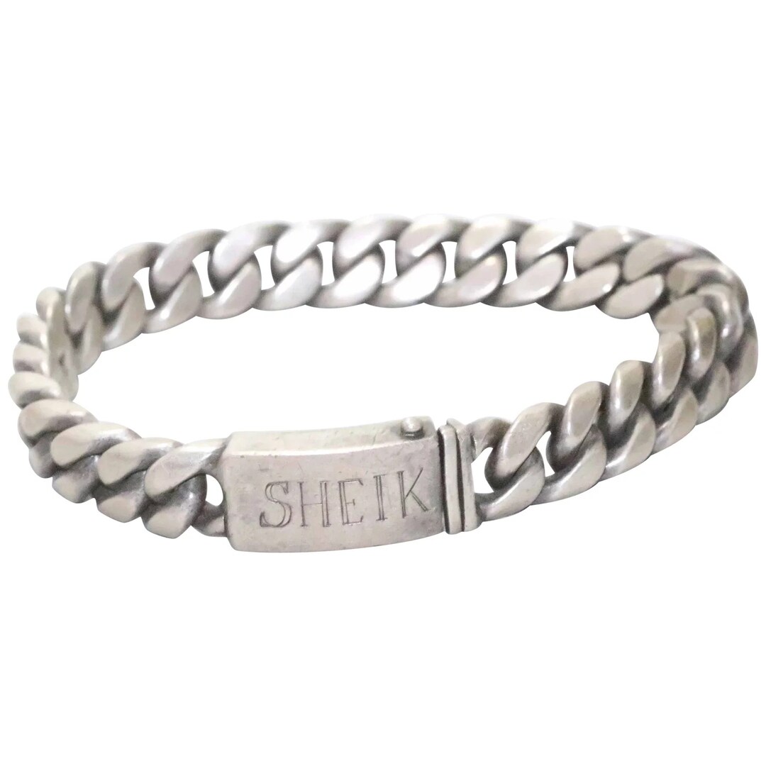 Sterling Silver Sheik Cuban Link Chain Bracelet - Etsy
