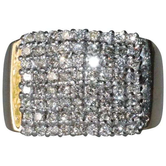 14K Yellow Gold Cluster Diamond Pyramid Ring - Gem