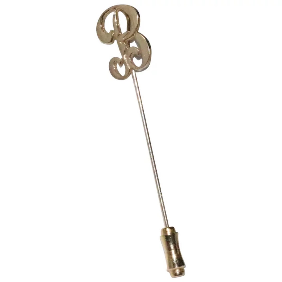 Vintage 14K Yellow Gold Initial B Stick Pin - Etsy