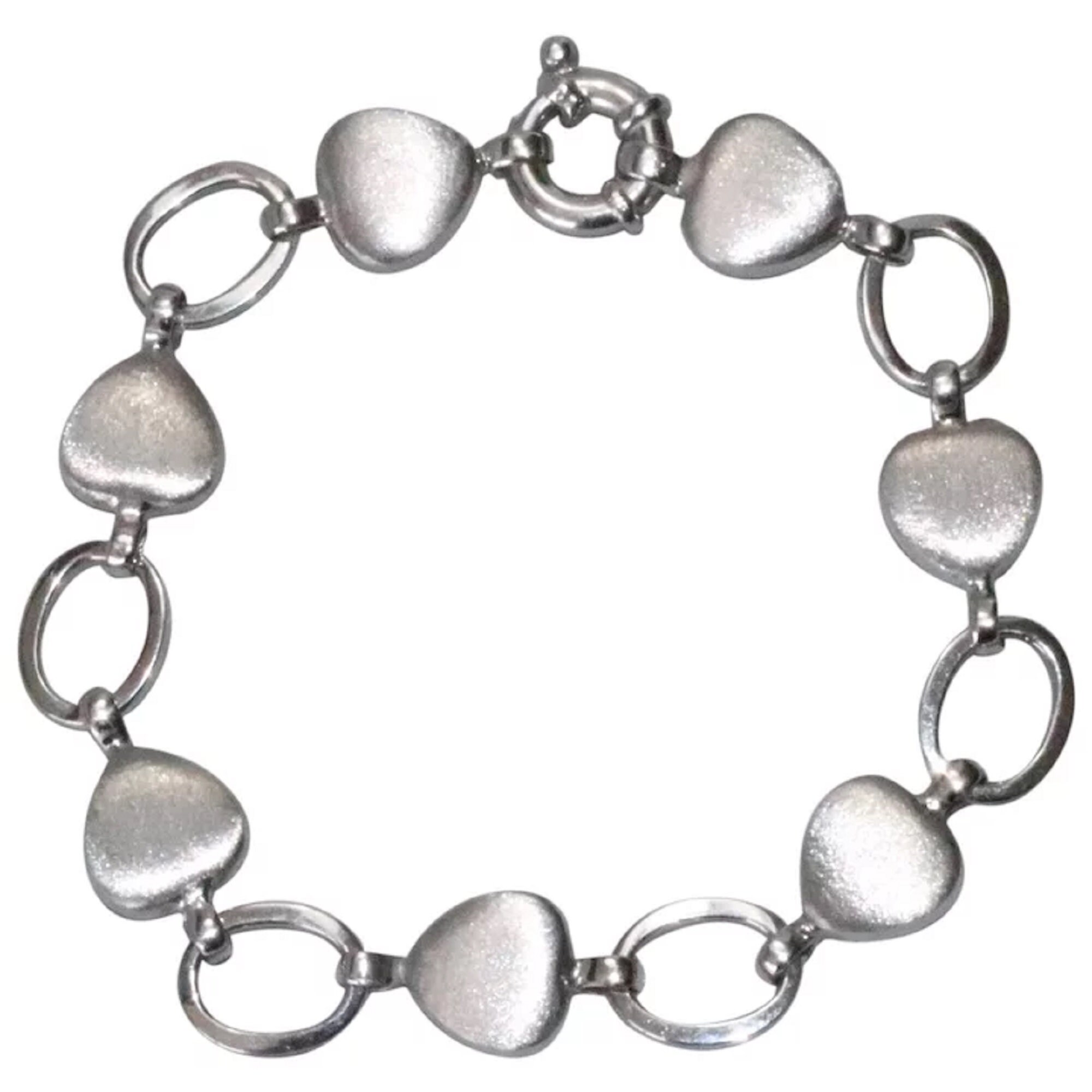 14K White Gold Heart Matte Bracelet - Etsy