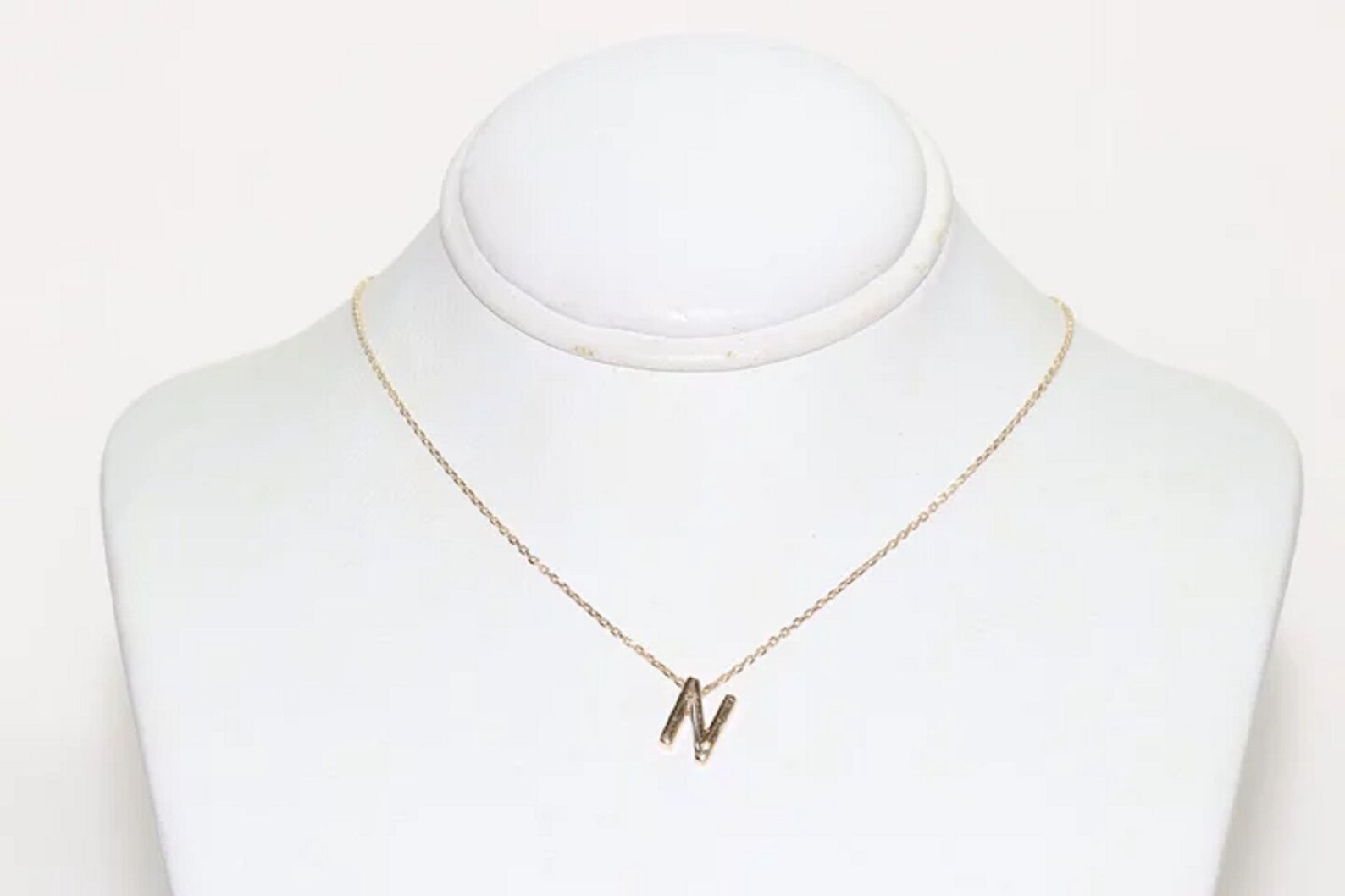 14 KT Yellow Gold N Initial Cubic Zirconia Stone Necklace - Etsy