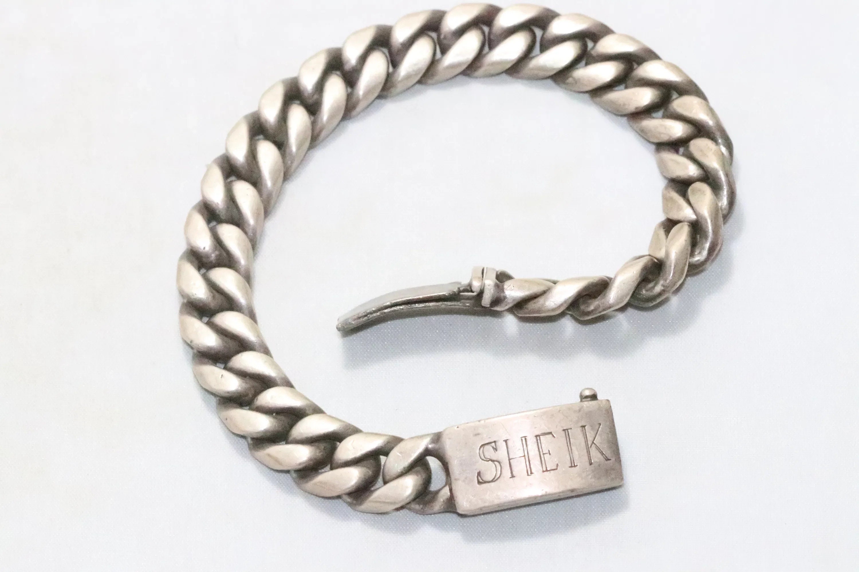 Sterling Silver Sheik Cuban Link Chain Bracelet - Etsy