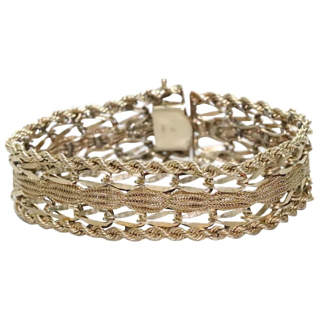 Vintage 14K Yellow Gold Threaded Charm Bracelet - Etsy