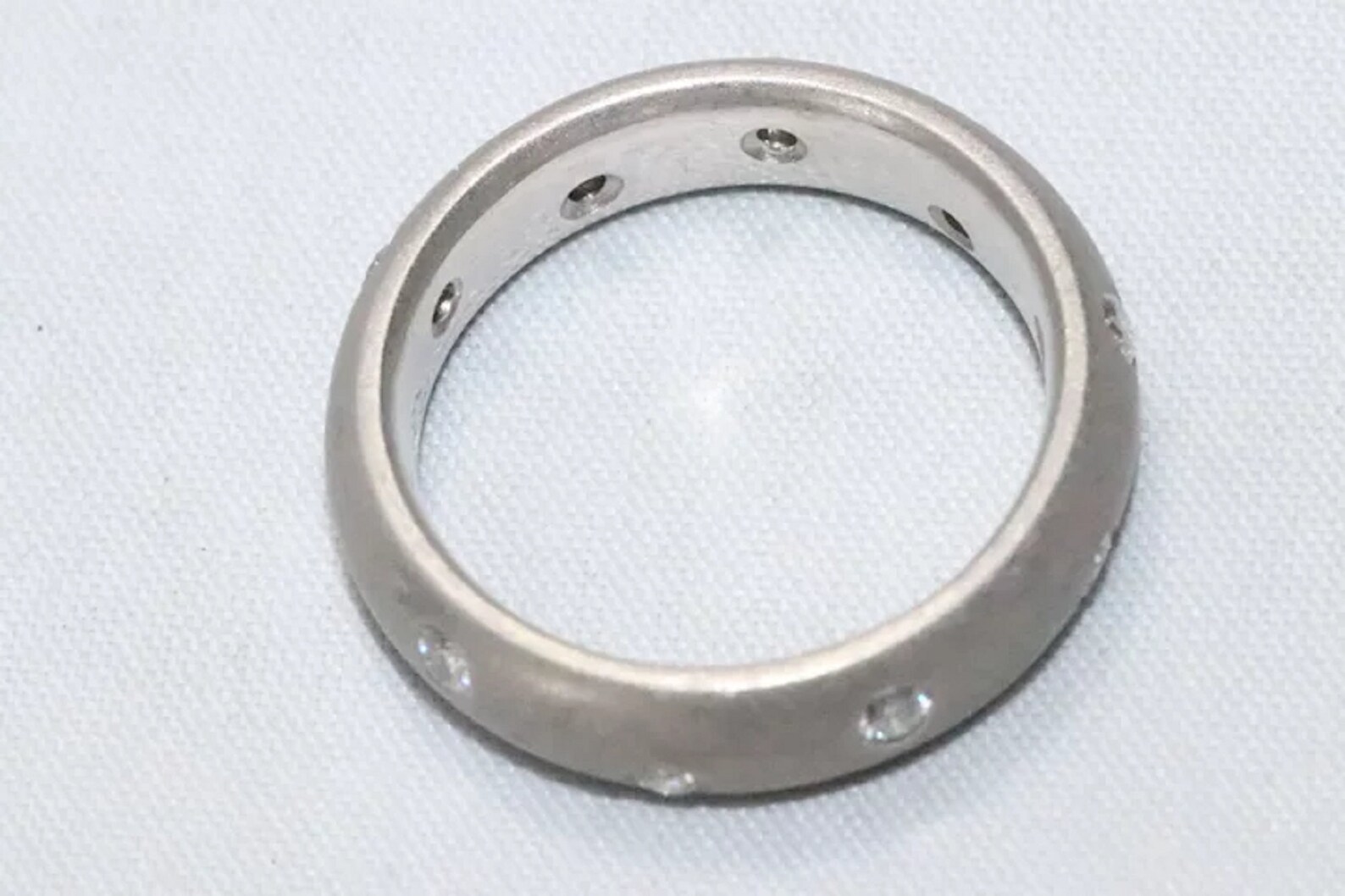 Platinum Burnish Set Diamond Band - Etsy UK